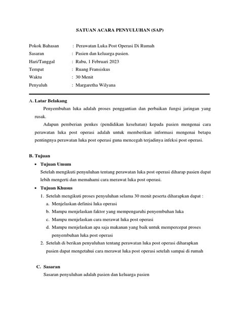 Sap Post Operasi Pdf