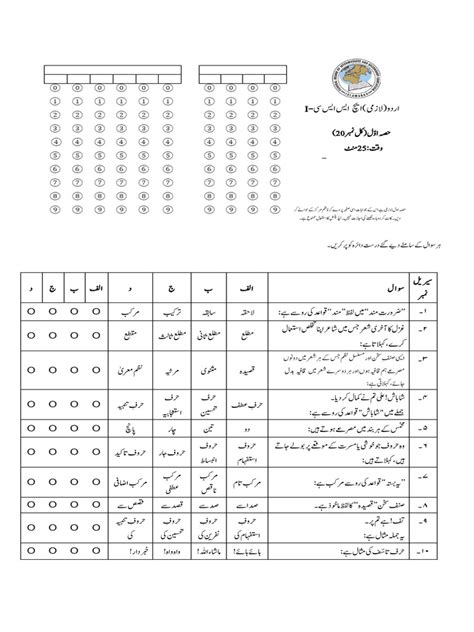 Final Assessment Framework Model Question Paper Urdu Hssc I Pdf