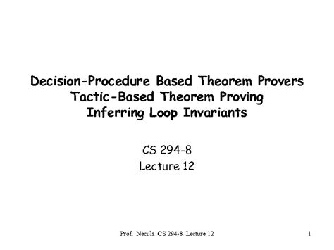 decision procedure based theorem provers tactic based theorem proving