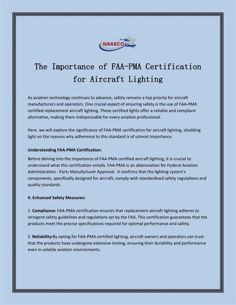 Ppt The Importance Of Faa Pma Certification For Aircraft Lighting