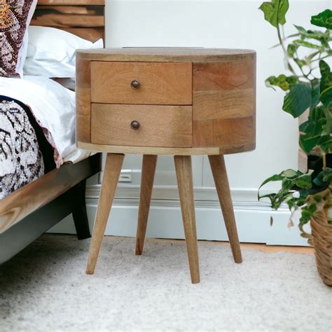 Bedside Table With Drawers Oval Night Stand Maximalist Bedside Retro Bedside Cabinet Curved