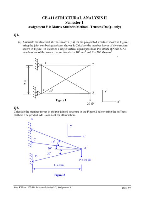 ce 411 structural analysis matrix stiffness method pdf truss