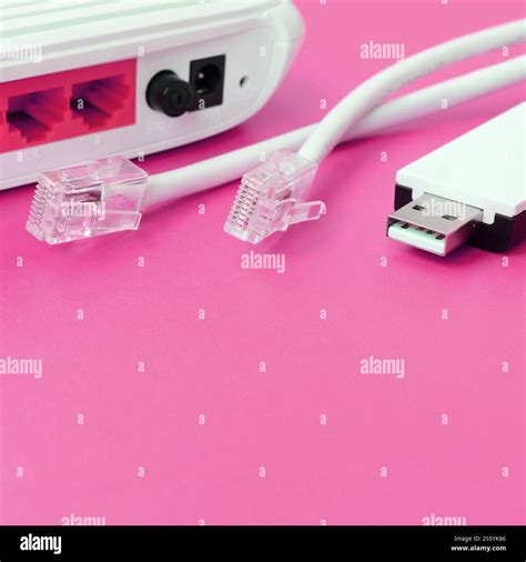 Internet Router Portable Usb Wi Fi Adapter And Internet Cable Plugs