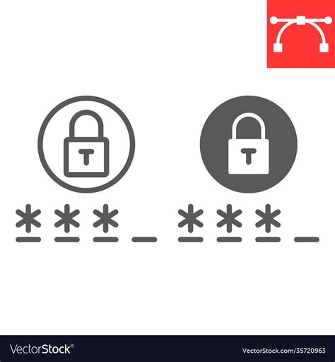 Password Line And Glyph Icon Security Lock Vector Image