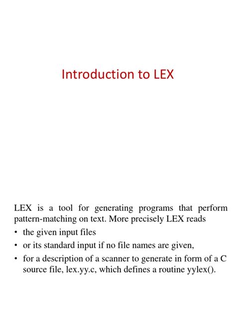 Introduction To Lex Pdf Software Development Areas Of Computer