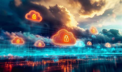Secure Cloud Lab Hyper Realistic Data Encryption Visualizatio Stock