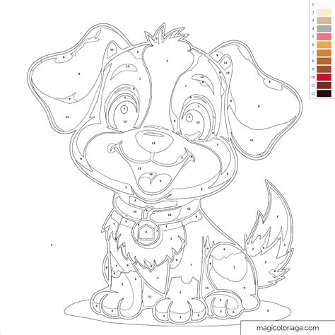 Chien à Colorier Par Numéro Amusant Et éducatif