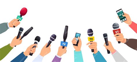 Premium Vector Press Conference News Reporters And Journalists Hands