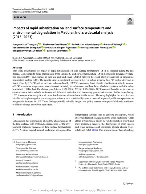 Impacts Of Rapid Urbanization On Land Surface Temperature And Environmental Degradation In