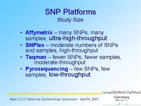 Jccc Genotyping Core High Throughput Snp Genotyping