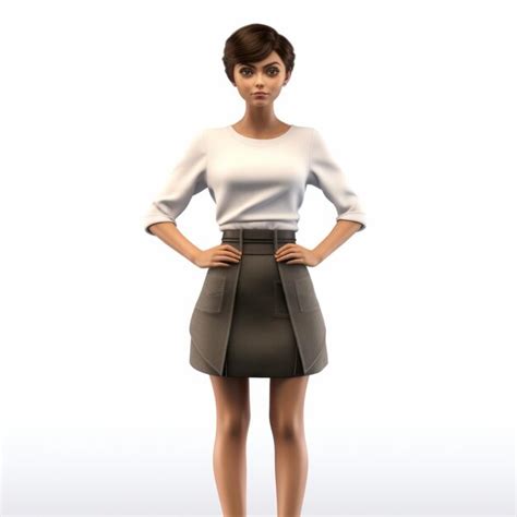 Premium Photo 3d Mia Full Body Character Design With Short Hair On
