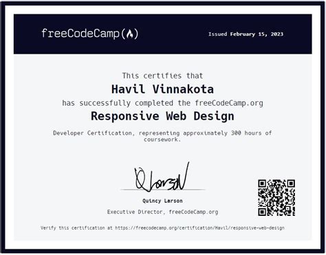 Havil Vinnakota On Linkedin Freecodecamp Responsivewebdesign Html Css Webdesign