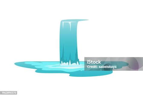 폭포 벡터 일러스트 레이 션 만화 맑은 물이 강이나 호수에 떨어지고 야생 자연 물 캐스케이드 고립 나이아가라 폭포에 대한 스톡 벡터 아트 및 기타 이미지 Istock