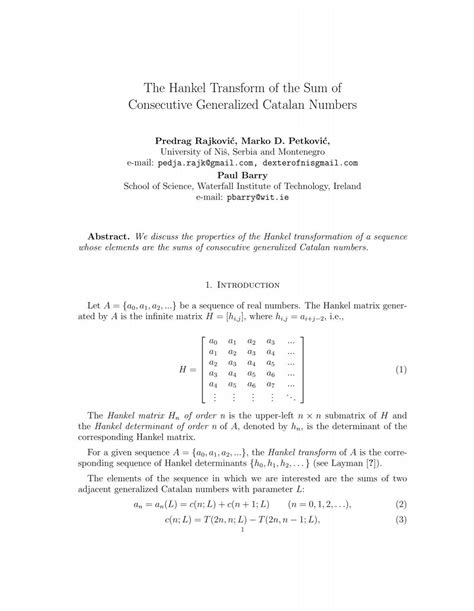 The Hankel Transform Of The Sum Of Consecutive Generalized
