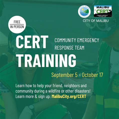 Community Emergency Response Team Cert Training Starts September 5