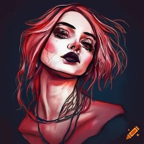 Sketch Of A Woman In Alternative Rock Style On Craiyon