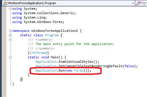 Winforms Change Startup Form Under Visual Studio Professional For C Windows Form