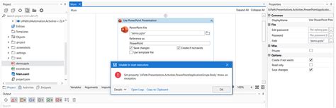 Use Powerpoint Presentation Throwing Error Set Property Uipathpresentationsactivities