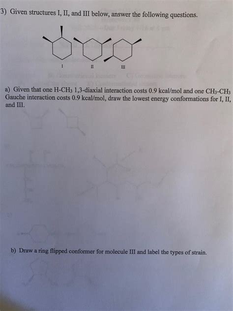solved 3 given structures i ii and iii below answer the