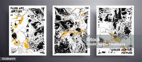 추상 액체 배너 유체 아트 벡터 텍스처 팩 디자인 커버 초대장 전단지 등에 적용할 수 있는 트렌디한 배경 황금 흑백 특이한 창조적 인 표면 템플릿 검은색에 대한 스톡 벡터
