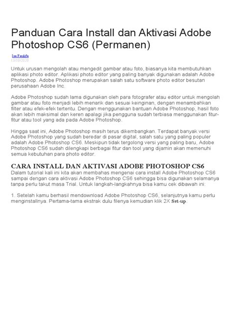 panduan cara install dan aktivasi adobe photoshop cs6 pdf