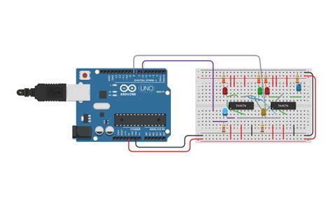 Circuit Design Atividade Shiftout Arduino 7474 Duplo Tinkercad
