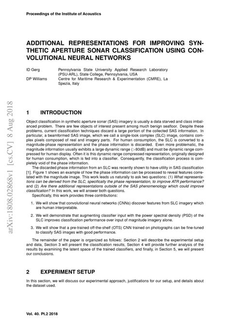 additional representations for improving synthetic aperture sonar