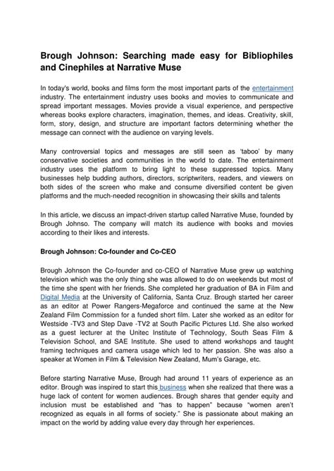 Ppt Brough Johnson Searching Made Easy For Bibliophiles And Cinephiles At Narrative Muse