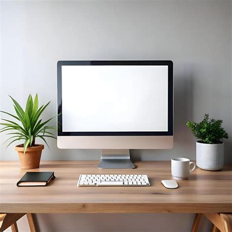 Clean And Modern Workspace Mockup Featuring A Blank Desktop Screen A