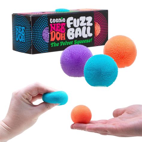 Needoh Teenie Fuzz Ball 3 Pack Mini Fuzzy Sensory Toy Jukupop