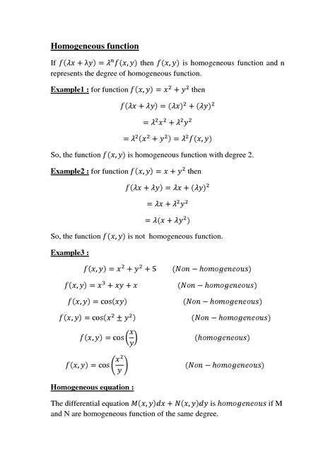 Solution Homogeneous Function Math Studypool