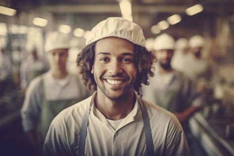 Premium Ai Image Smiling Factory Workers Safety People Standing In