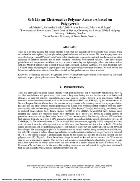 Pdf Soft Linear Electroactive Polymer Actuators Based On Polypyrrole