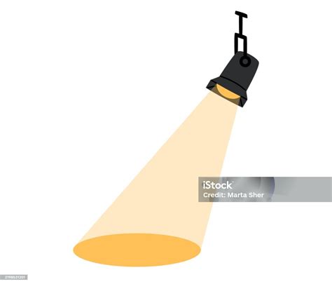 스포트라이트 아이콘 무대 조명 기호입니다 이벤트 콘서트 공연 극장 극장의 날 스티커 흰색 배경에 고립 된 평면 벡터 일러스트 레이 션 스포트라이트에 대한 스톡 벡터 아트 및