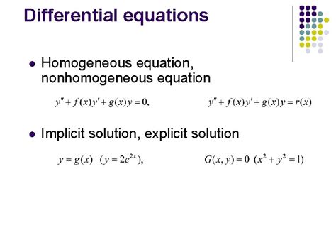 Differential Equations Ordinary Differential Equation ODE Partial Differential
