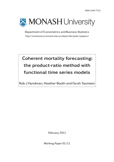 Pdf Coherent Mortality Forecasting The Product Ratio Method With Functional Time Series Models