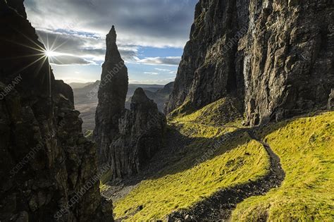 Footpath Past The Needle Quiraing Isle Of Sky Uk Stock Image