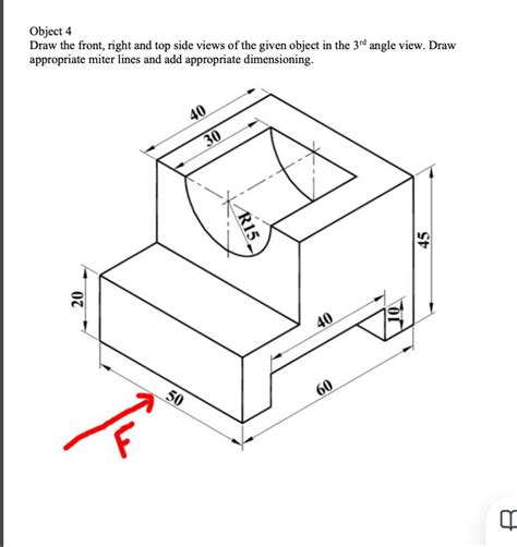 Solved Object 4Draw the front, right and top side views of | Chegg.com