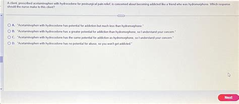Solved A Client Prescribed Acetaminophen With Hydrocodone