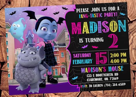 Invitación De Vampirina Invitación De Cumpleaños De Vampirina Fiesta De