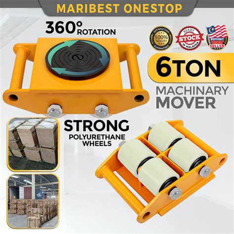 Heavy Duty Machine Dolly Skate Machinery Roller Mover Cargo Trolley 6 Ton 13200lb PU Rollers Cap