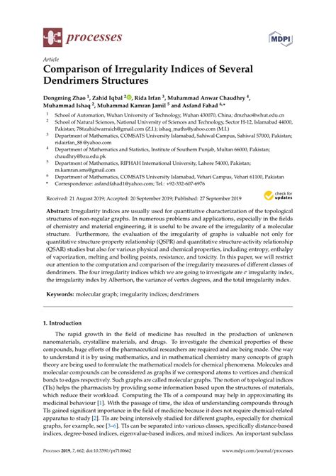 Pdf Comparison Of Irregularity Indices Of Several Dendrimers Structures