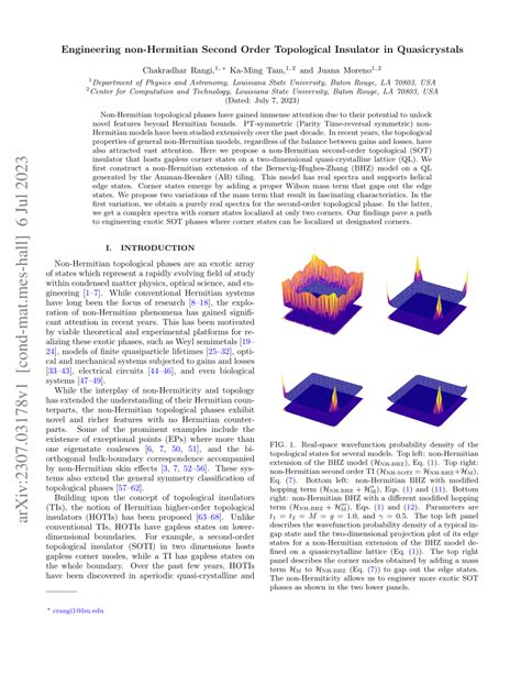 Pdf Engineering Non Hermitian Second Order Topological Insulator In Quasicrystals