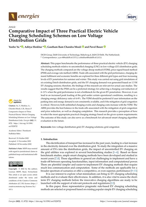 Pdf Comparative Impact Of Three Practical Electric Vehicle Charging Scheduling Schemes On Low