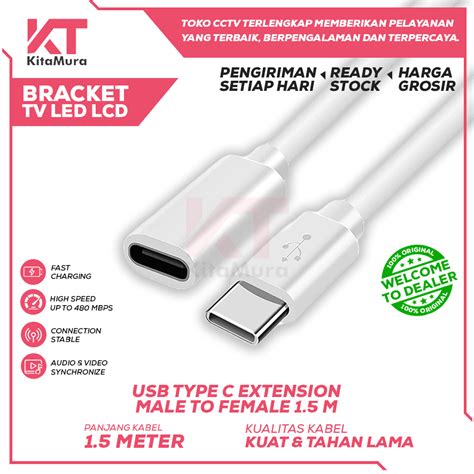 Jual Kabel Extension Perpanjangan Kabel Type C Male To Female Version 2 0 CCTV Smartphone