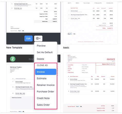templates help zoho books