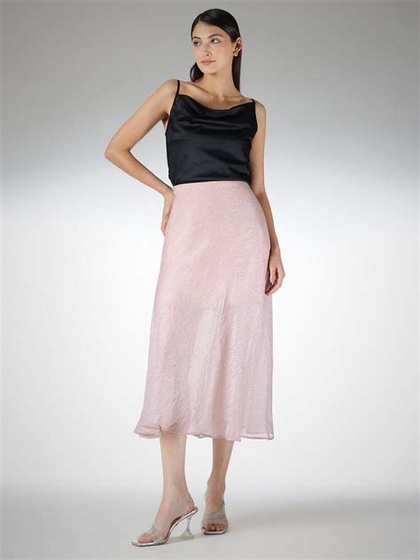 Buy Pastel Pink Sheer Midi Skirt Online Fablestreet