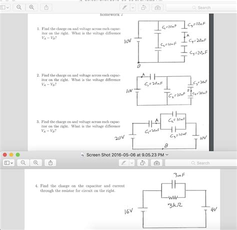 Solved Find The Charge On And Voltage Across Each Capacitor Chegg