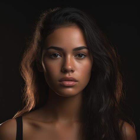 Premium Ai Image A Woman With Long Hair And A Black Background