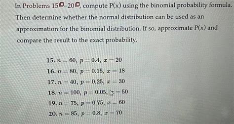 Solved In Problems Compute P X Using The Binomial Chegg